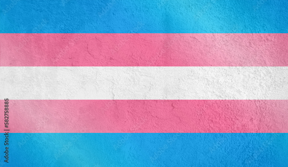 Transgender symbol flag banner over concrete texture background Stock ...