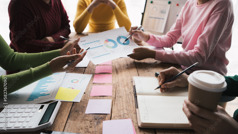 Business team colleagues meeting Planning Strategy Analysis discussing ...