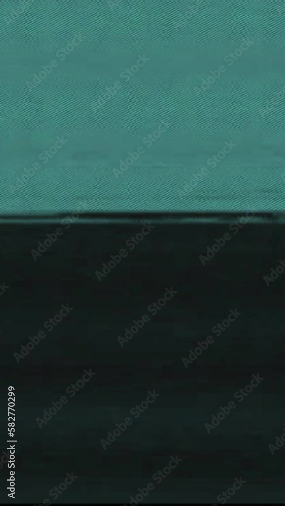 Vertical video. Analog TV glitch noise. Old television effect. Blue ...