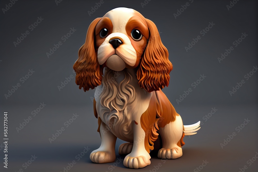 Cute 3d Cartoon Cocker Spaniel. Generative AI. Digital Art Illustration ...