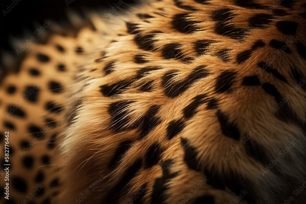 Beautiful natural cheetah fur pattern, macro closeup of fluffy animal ...