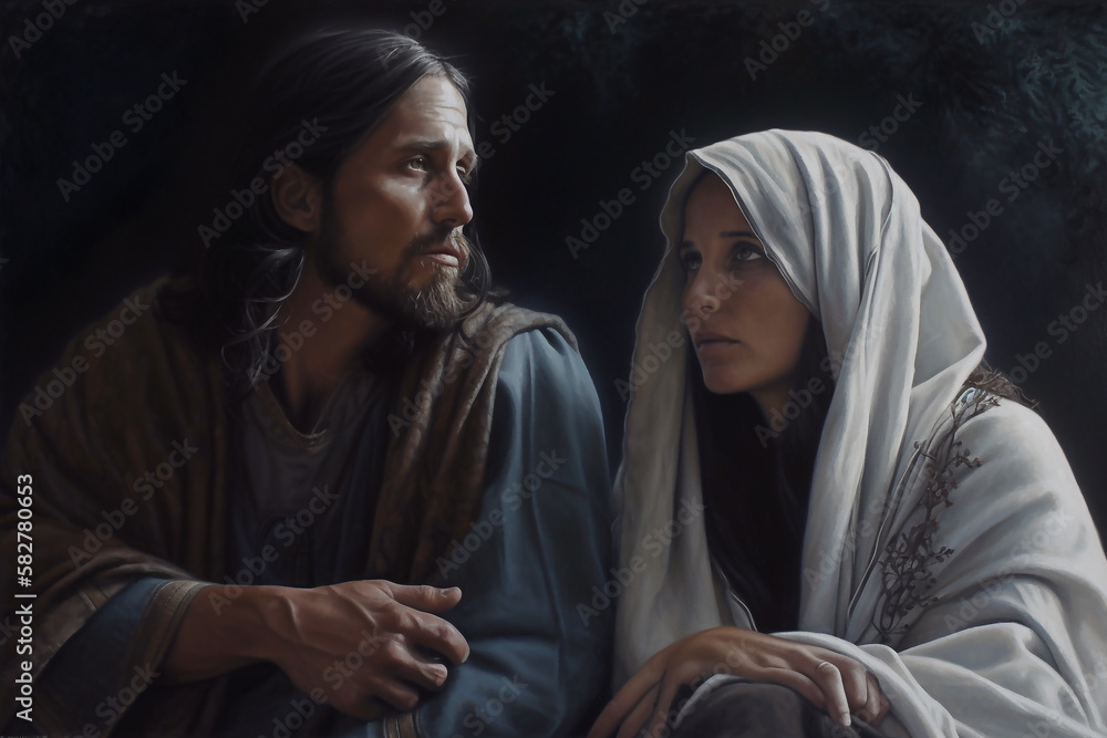 Illustration painting of Jesus Christ with Mary Magdalene - Ai ...
