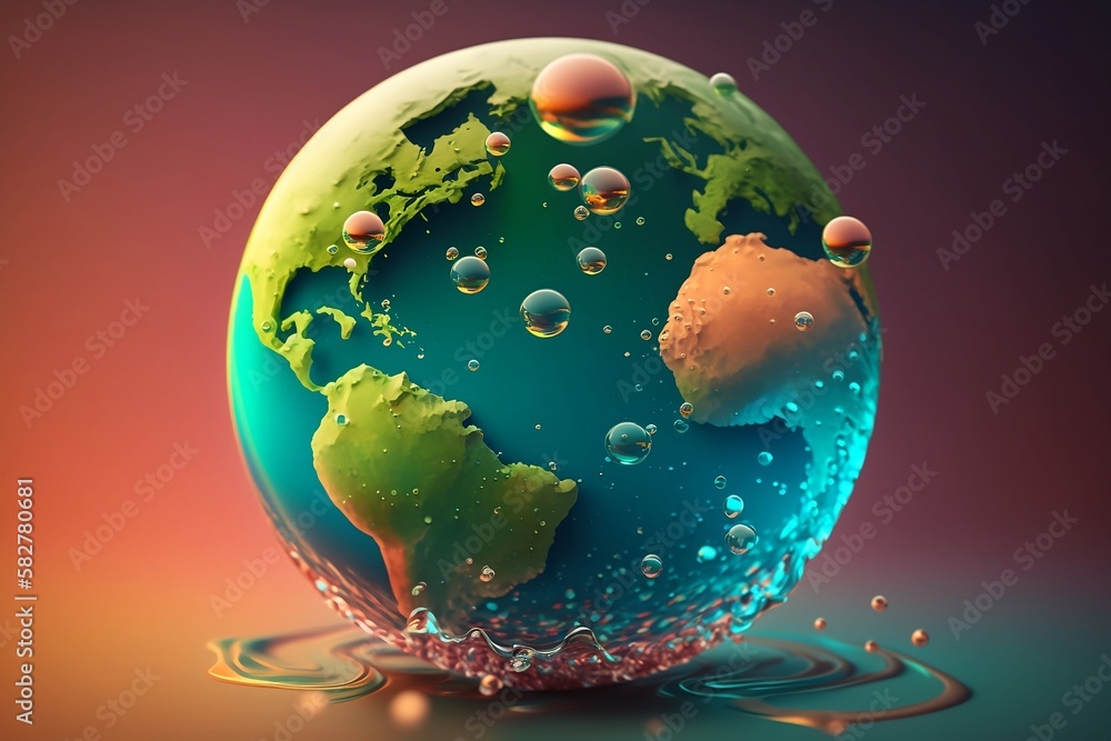Realistic globe map with water drops isolated on clean background ...