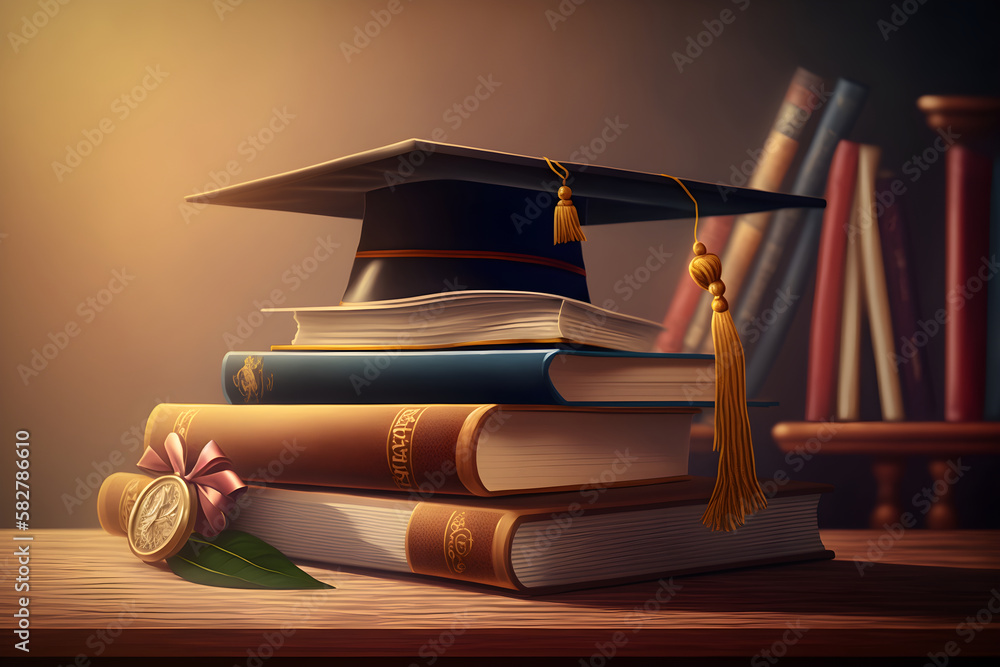 Graduation background with graduation hat Stock Illustration | Adobe Stock