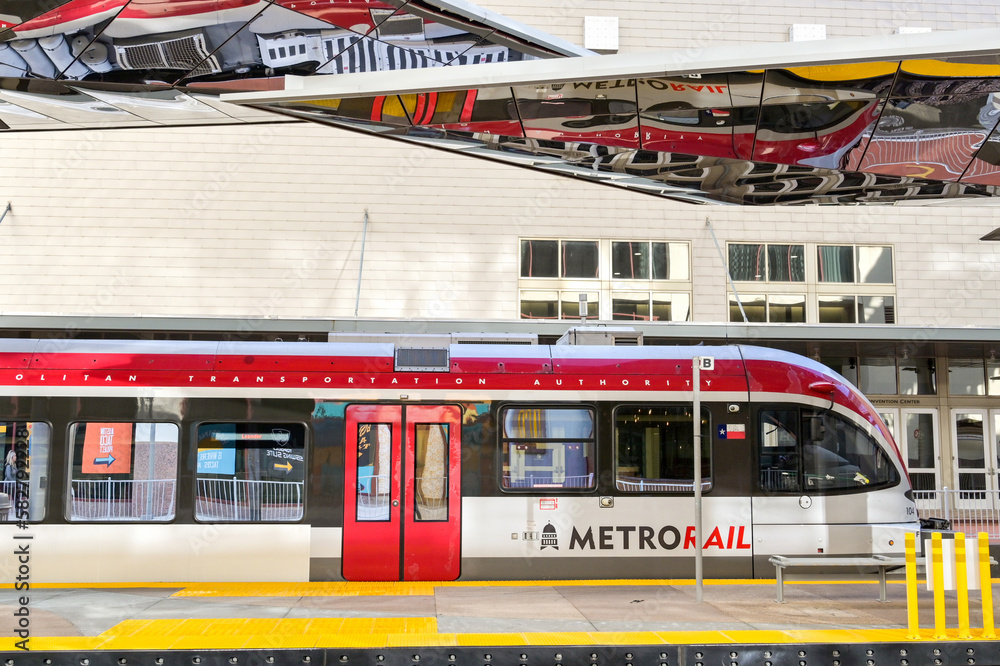 Austin, Texas, USA - February 2023: Commuter train at the Metrorail ...