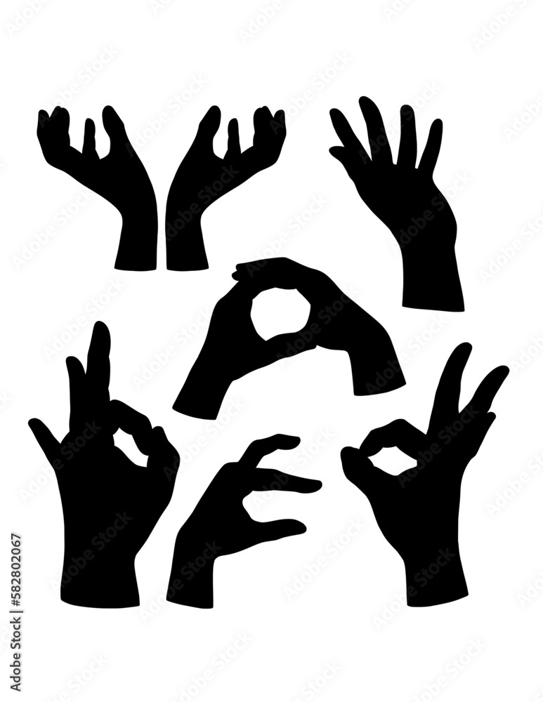 Hand sign and symbol black silhouette เวกเตอร์สต็อก | Adobe Stock