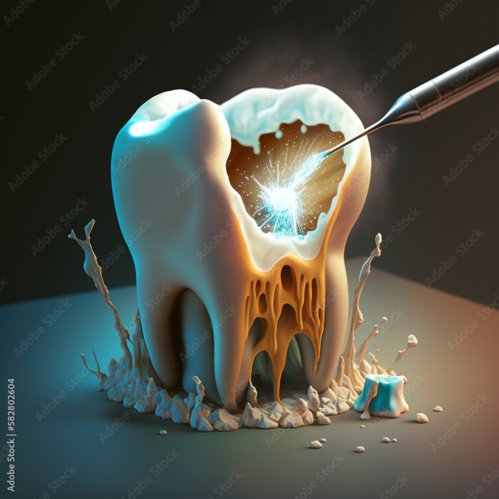 Strange Beings Operating a Dental Drill on Teeth in Surreal Fantasy ...
