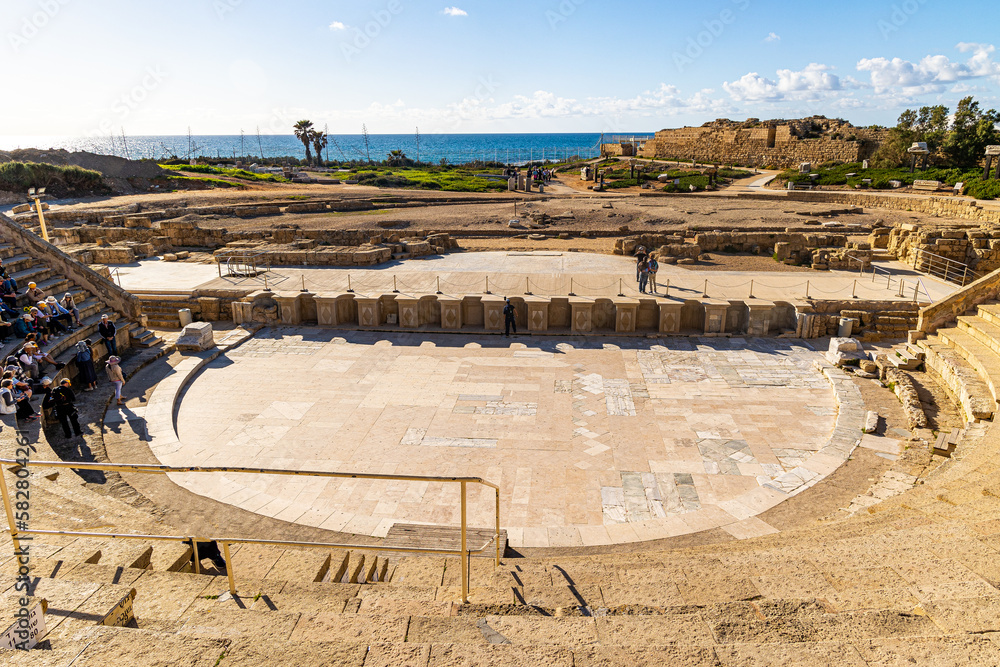 nature, landscape, old, view, ANFITEATRO ROMANO EM CESAREA MARITIMA ...