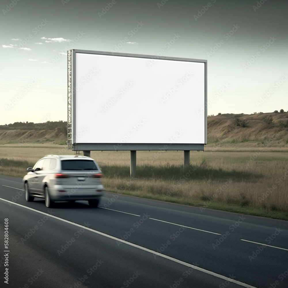 Billboard Display Mockup Set against a High-Traffic Highway Background ...