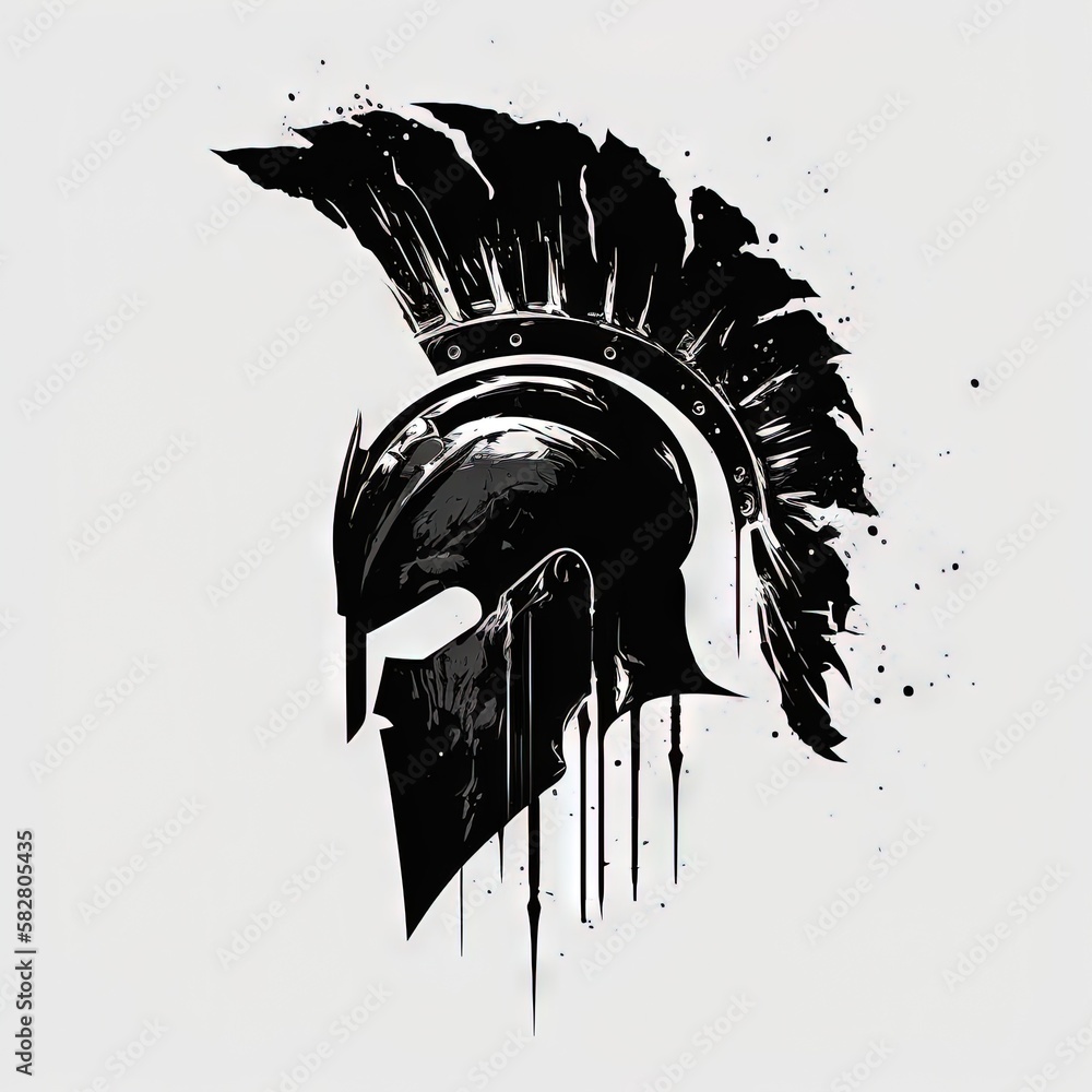 Un logo de soldat guerrier spartiate minimaliste vecteur noir et blanc ...