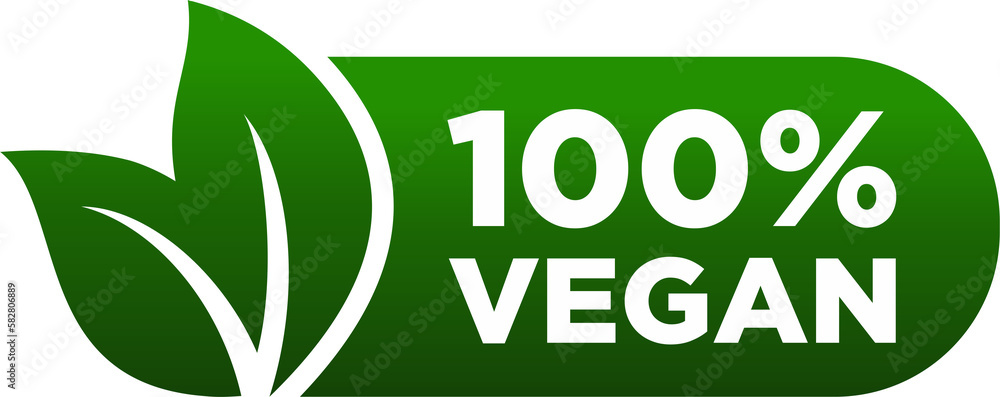 100 percent Vegan Friendly creative badge, 100% vegan label, food ...