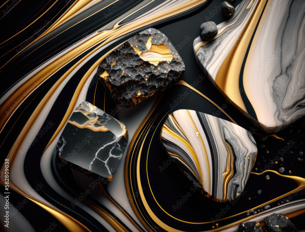 Dark black and gold Marble stone texture background material with ...