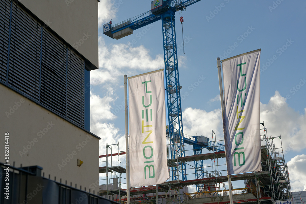 MAINZ, GERMANY - March 19, 2023: Detail and Flags of the BioNtech SE ...