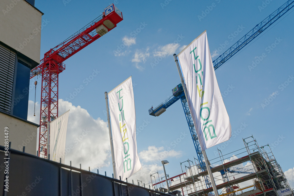 MAINZ, GERMANY - March 19, 2023: Detail and Flags of the BioNtech SE ...