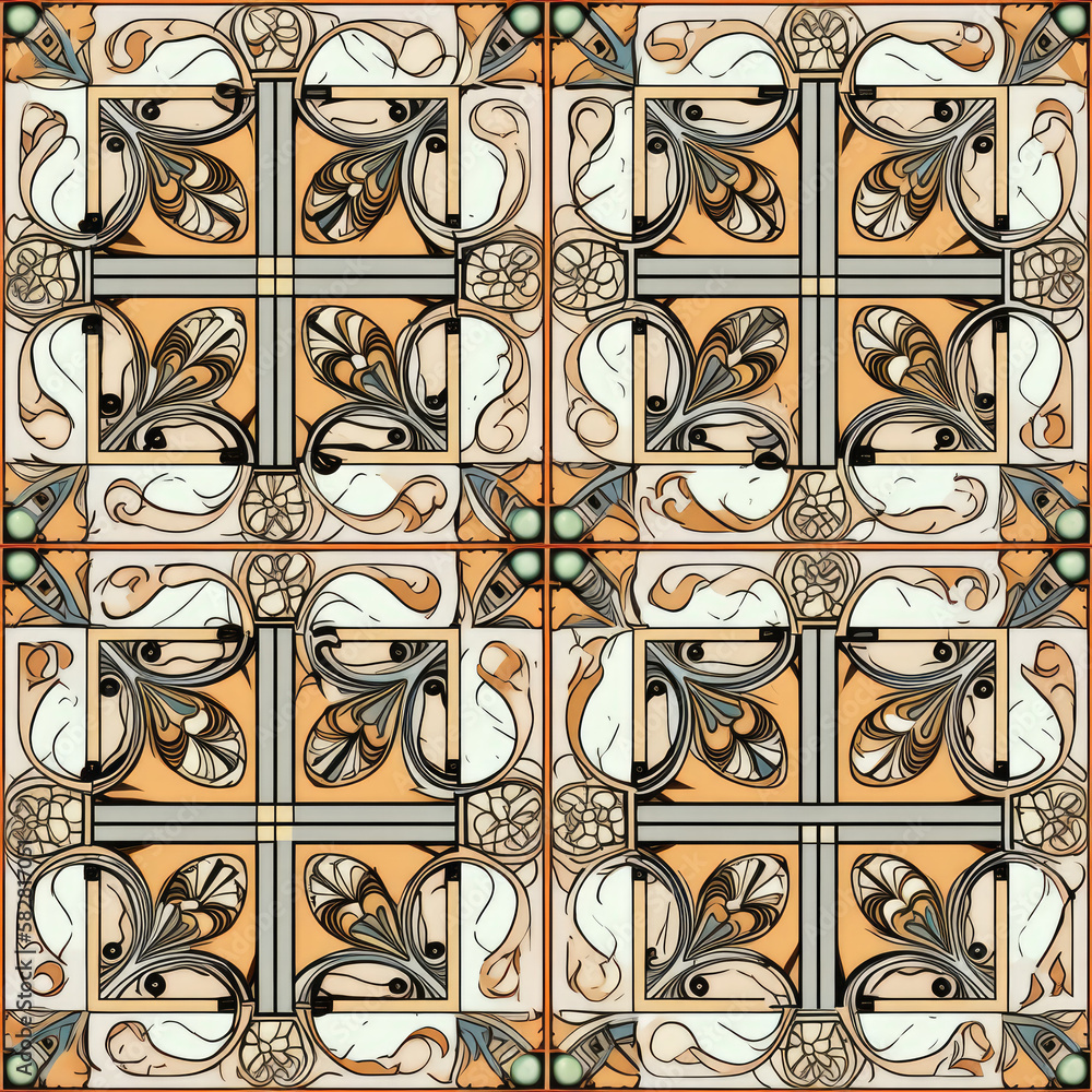 Art Nouveau seamless texture with intricate and flowing, with organic ...