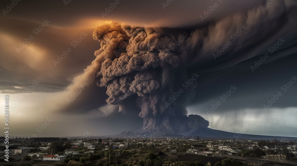 Ilustrace „The menacing clouds of ash and smoke that fill the sky ...