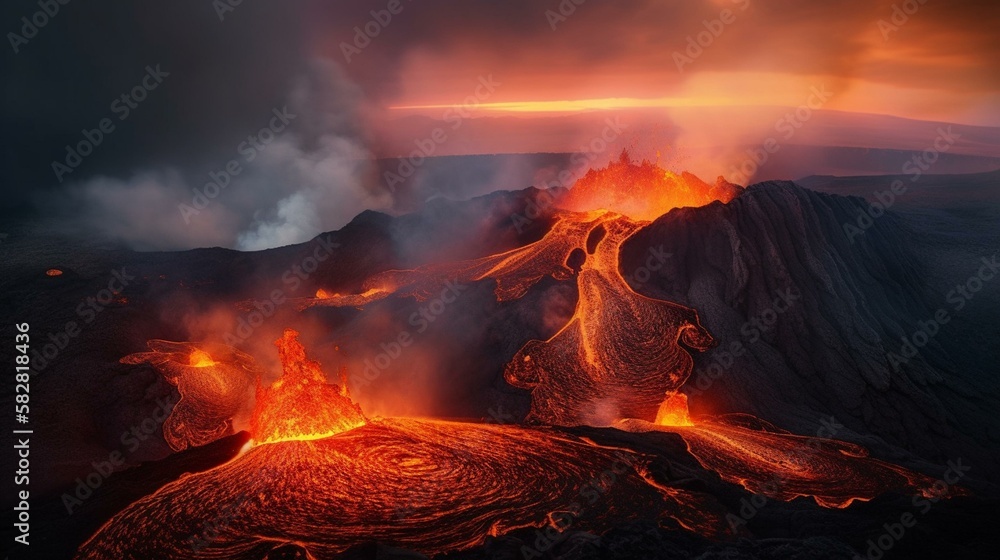 The incredible power and beauty of a volcanic eruption, with the molten ...