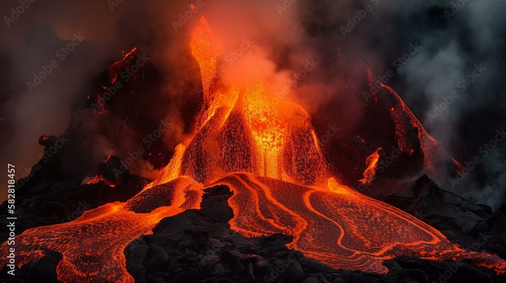 The incredible power and beauty of a volcanic eruption, with the molten ...