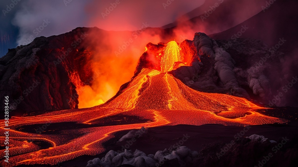 The incredible power and beauty of a volcanic eruption, with the molten ...