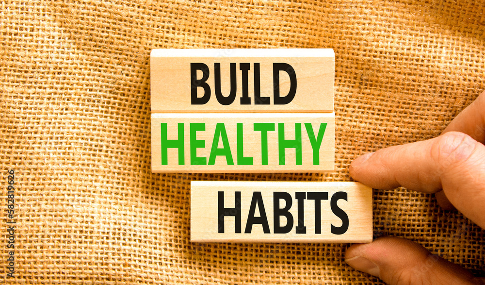 Motivation and Build healthy habits symbol. Concept words Build healthy ...