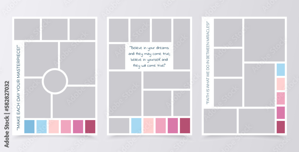 Collage template grids. Moodboard layout. Mood board background. Mosaic ...
