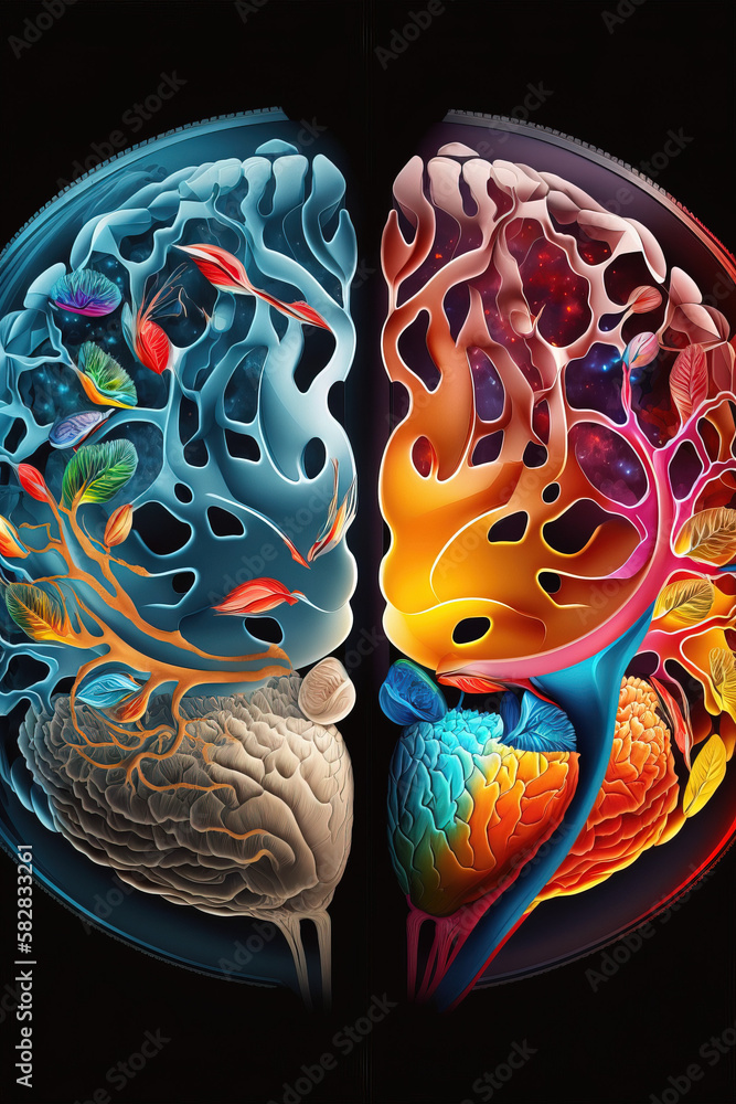 Brain hemispheres compared, left and right highlighted with functions ...