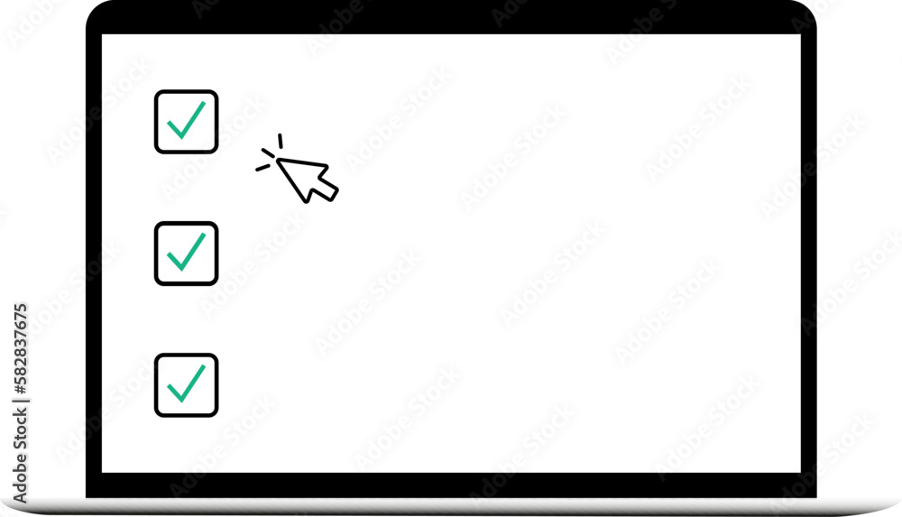 illustration of a computer with check marks on a transparent background ...