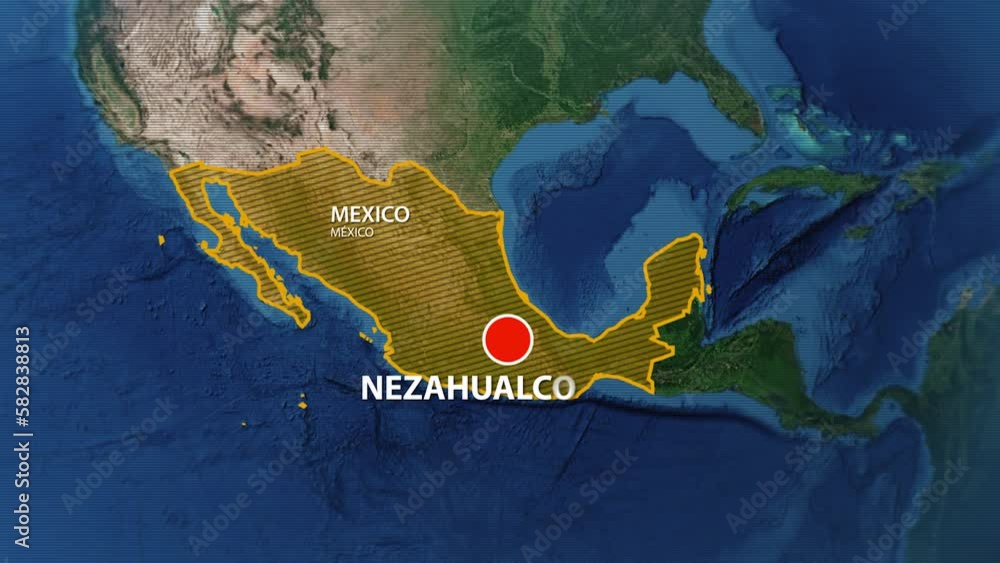 Designation of the borders of Mexico on the map and the mark of the ...