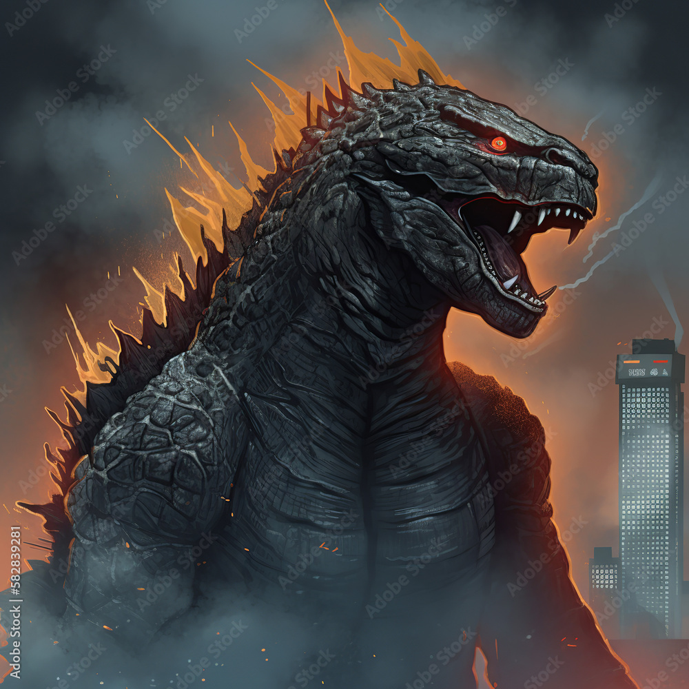 reptile, godzilla, dragon, statue, animal, sculpture, illustration, art ...