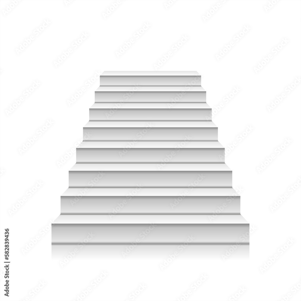 White staircase realistic illustration, isolated on white background ...