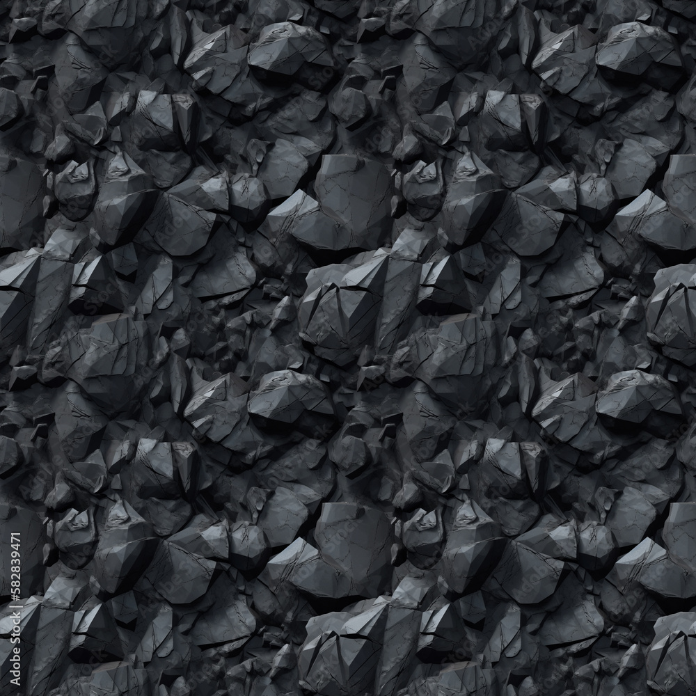 Seamless black crumbled rock, coal pattern background. Repeatable ...
