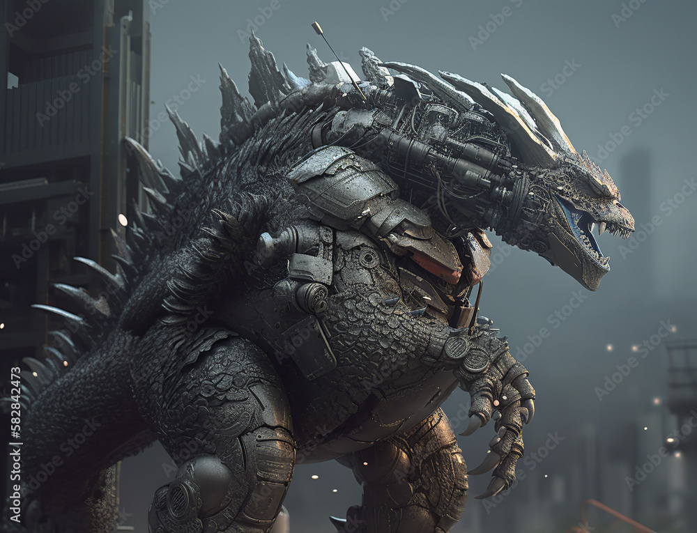 reptile, godzilla, dragon, statue, animal, sculpture, illustration, art ...