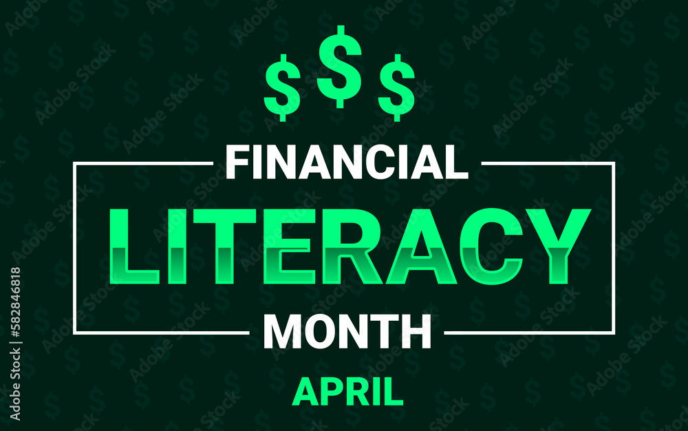 National financial literacy month wallpaper with dollar signs and ...