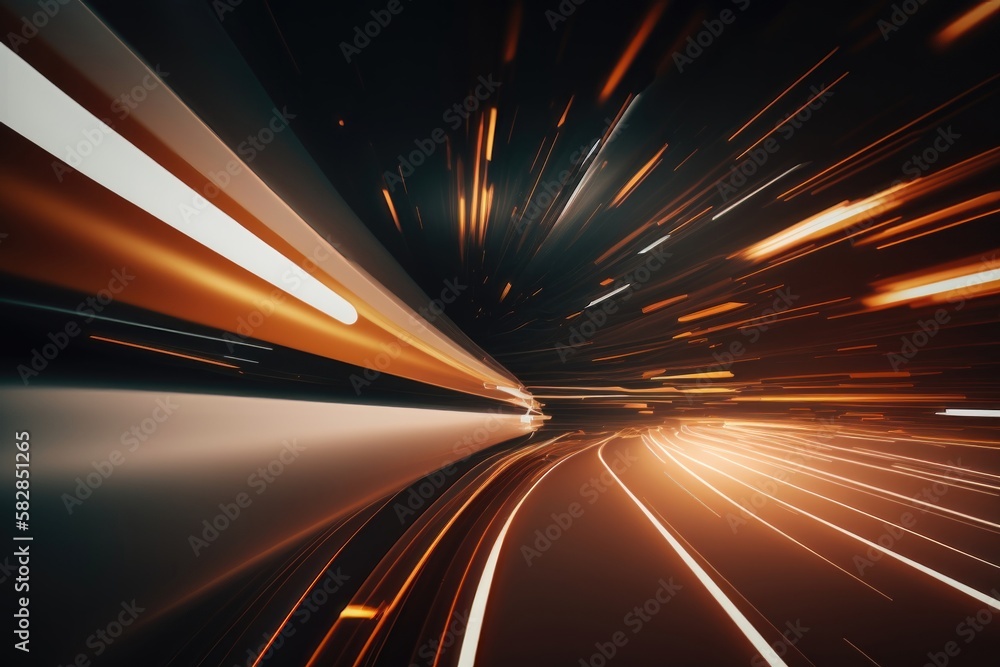 High speed lights trail background. AI generated Stock Illustration ...