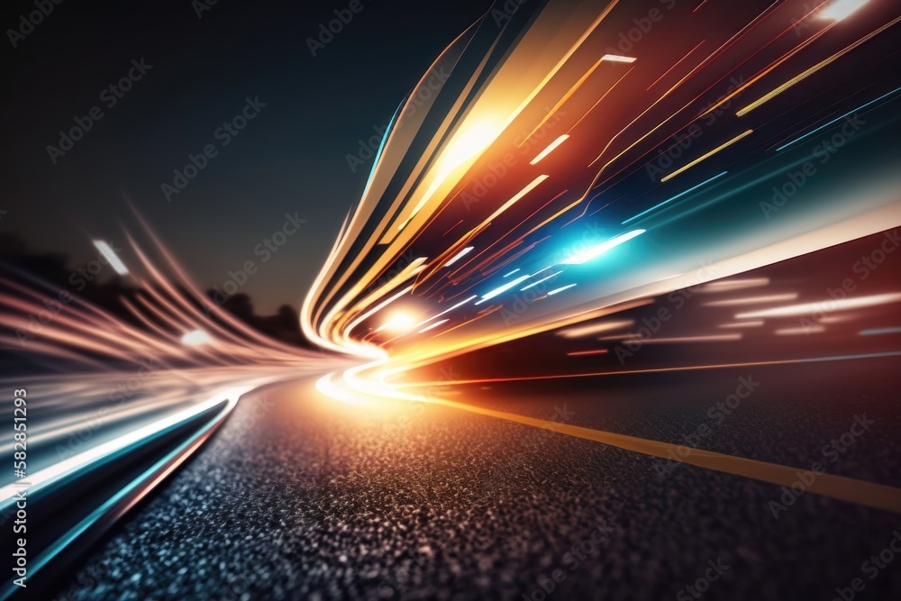 High speed lights trail background. AI generated Stock Illustration ...