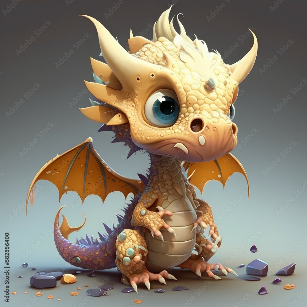 Little dragon concept. Cute cub for any child design. Generate Ai Stock ...