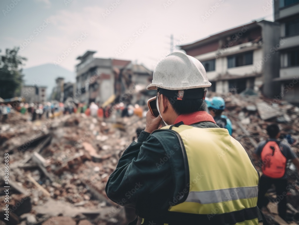 People helping after an earthquake, the concept of solidarity ...