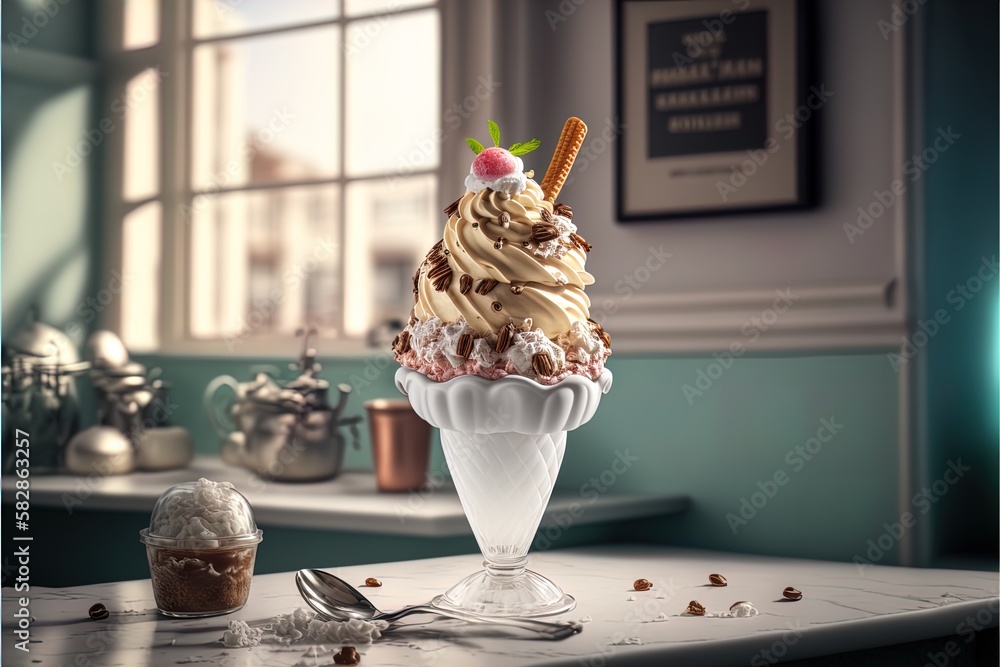 Tantalizing Ice Cream Sundae in Chic Modern Parlor in 8K created with ...