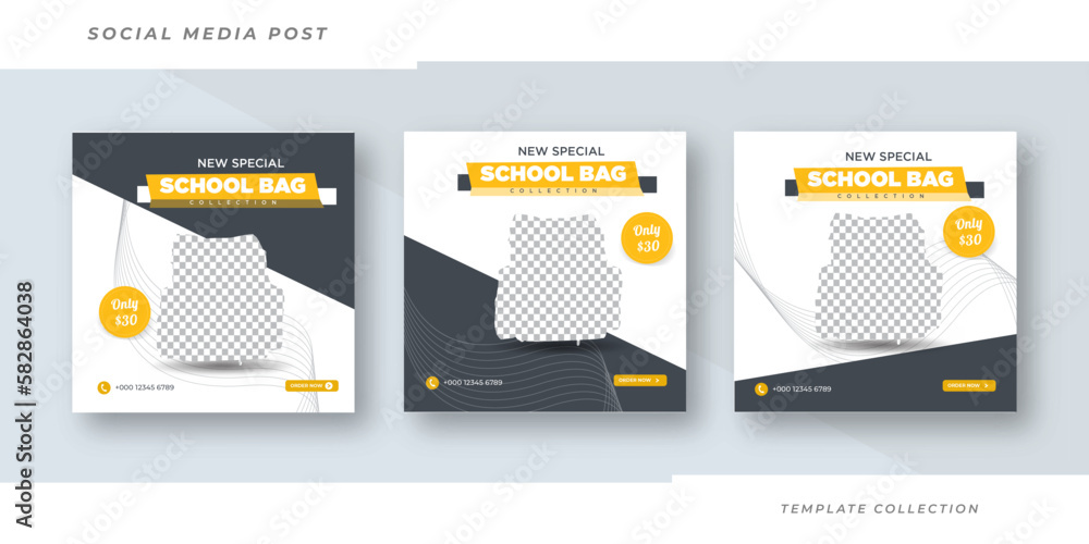 New special school bag collection social media banner instagram post ...