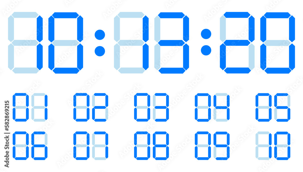 Digital flat blue numbers. Vector of isolated digital elements. Blue ...