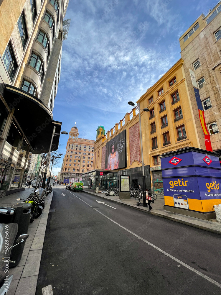 The Gran Via is one of Madrid's most important shopping areas Stock ...