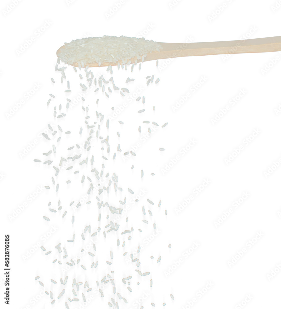 Japanese Rice fall, white grain rices pouring down abstract cloud fly ...