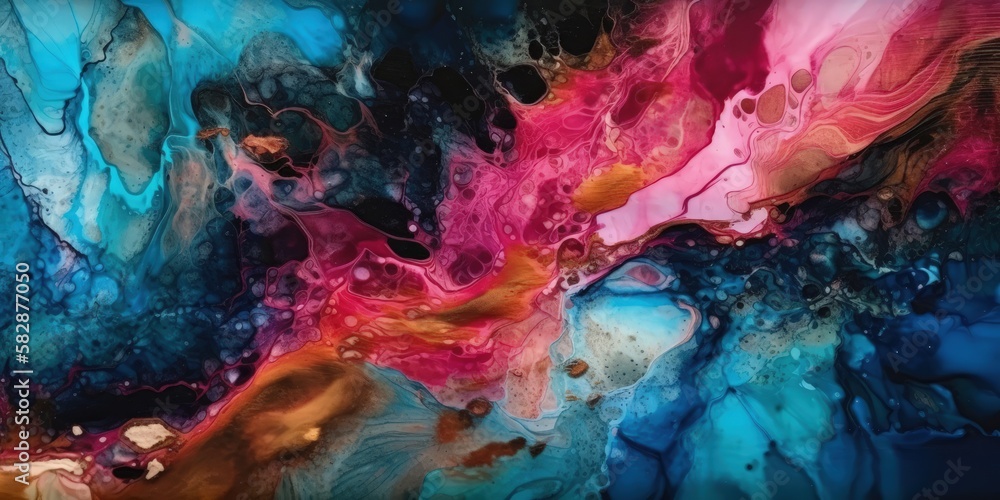 Incredible watercolor wash of colours and textures using ink, metals ...