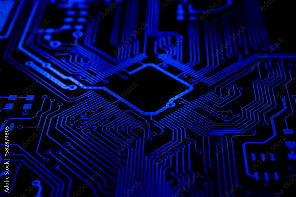 printed circuit. layout of tracks. Stock Photo | Adobe Stock