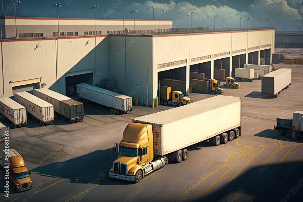 truck parking at warehouse loading dock.Generative AI Stock ...