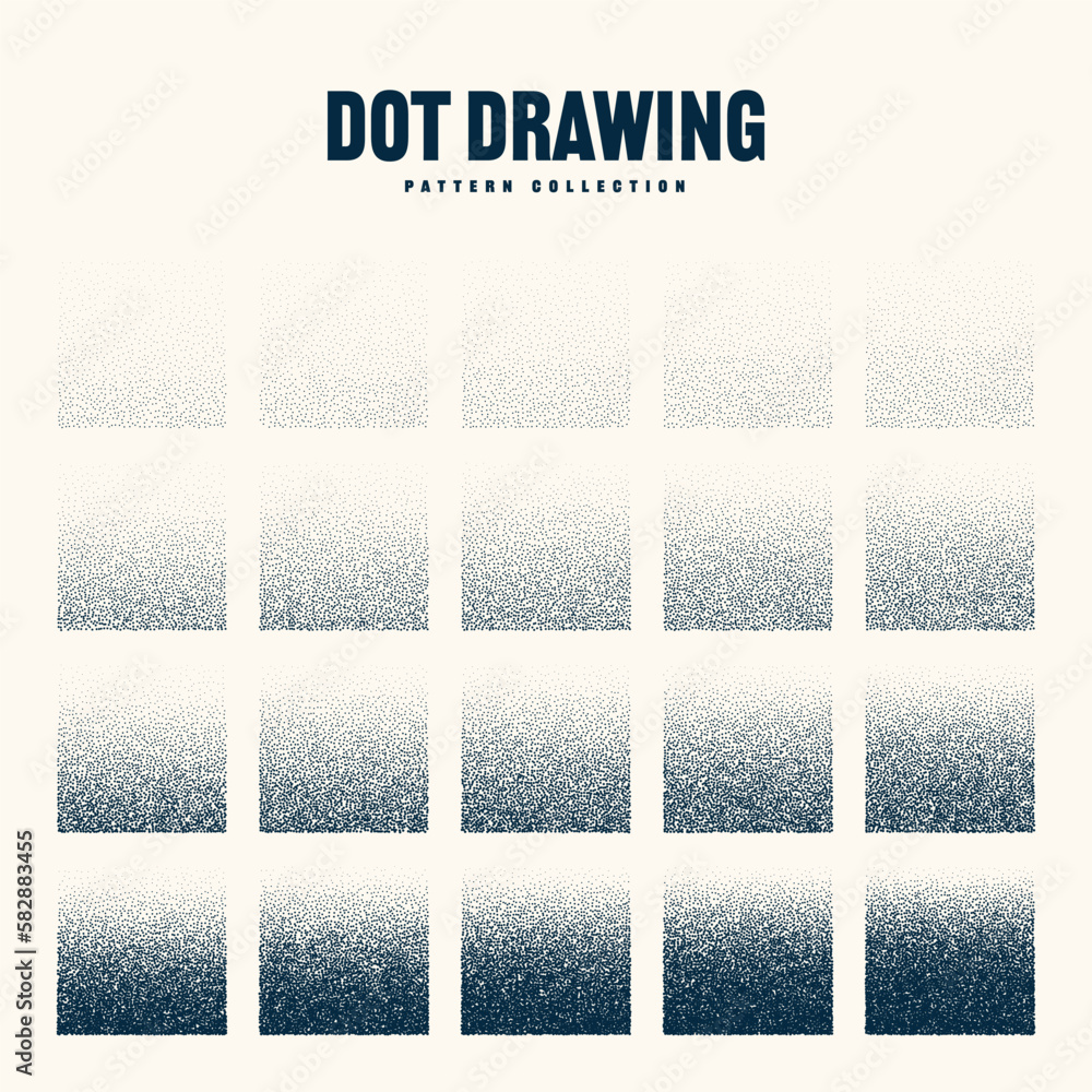 Square shaped dotted objects, vintage stipple elements. Stippling ...