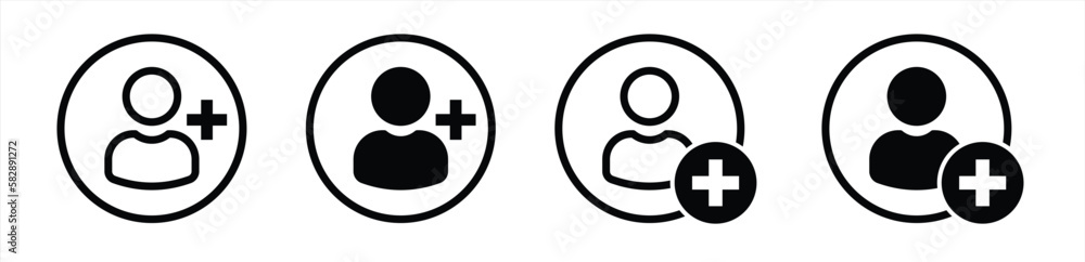 Vetor de add new user icon set. add friends and profile icon symbol sign collections, vector ...