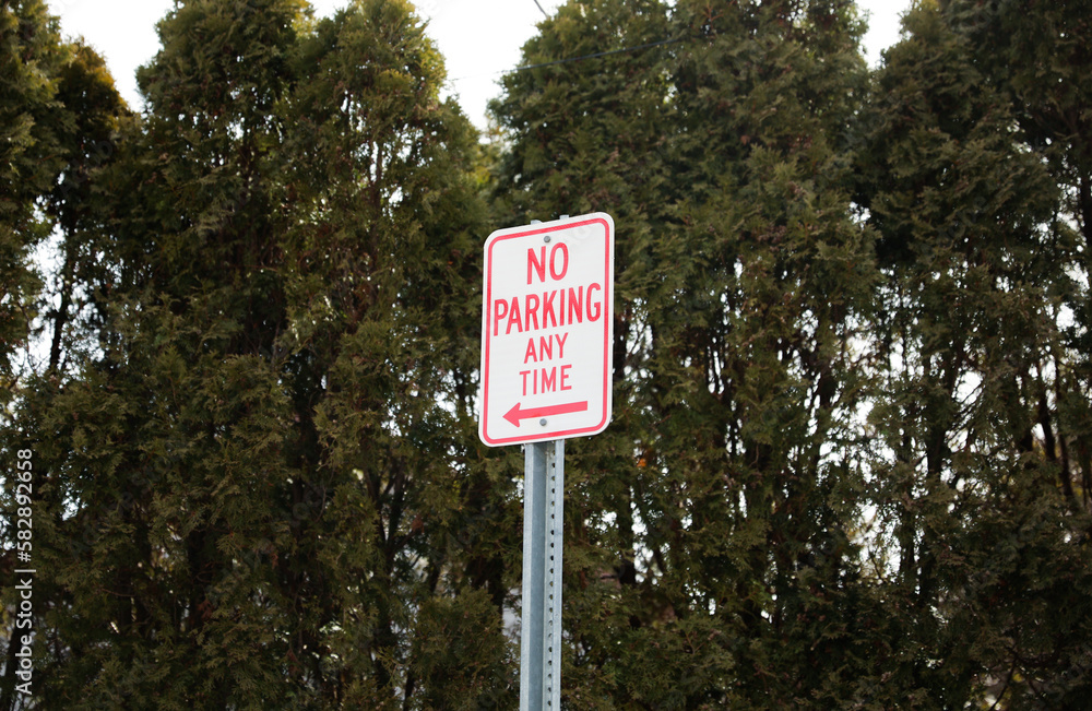 Sign with no parking sign showing restriction and violation symbolizing ...