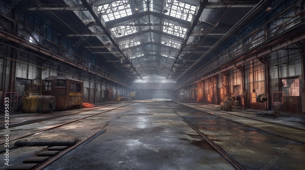 Abandoned empty military hangar base background. Generative AI ...