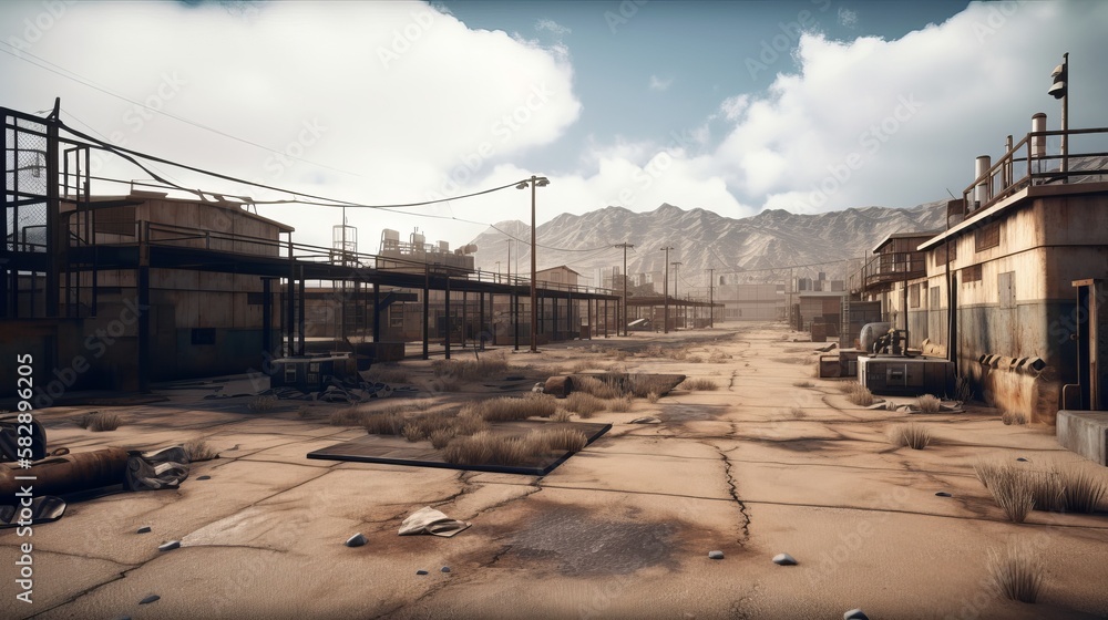 Abandoned military base background. Generative AI technology. Stock ...